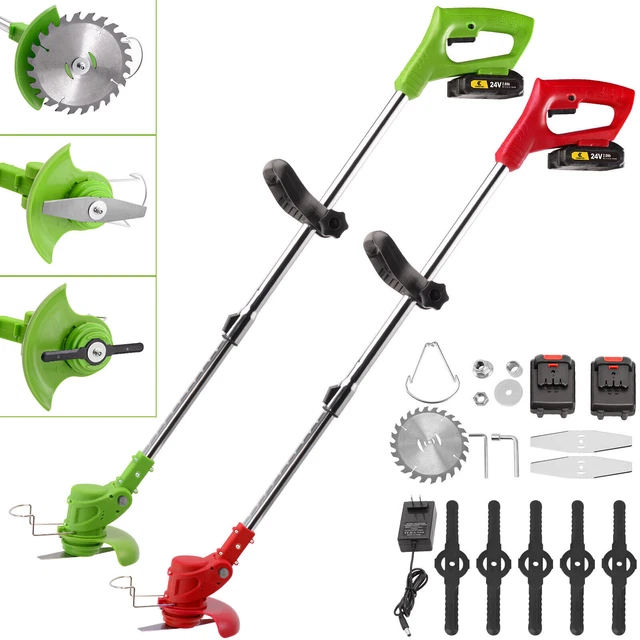 TONDEUSE À GAZON sans fil 600 W coupe-herbe débroussailleuse avec tondeuse 2 acuus ...