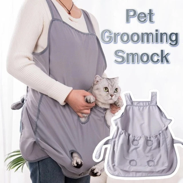 ELASTIC POCKET PET Grooming Smock Cat Holding Apron Nail Trimming $23. ...