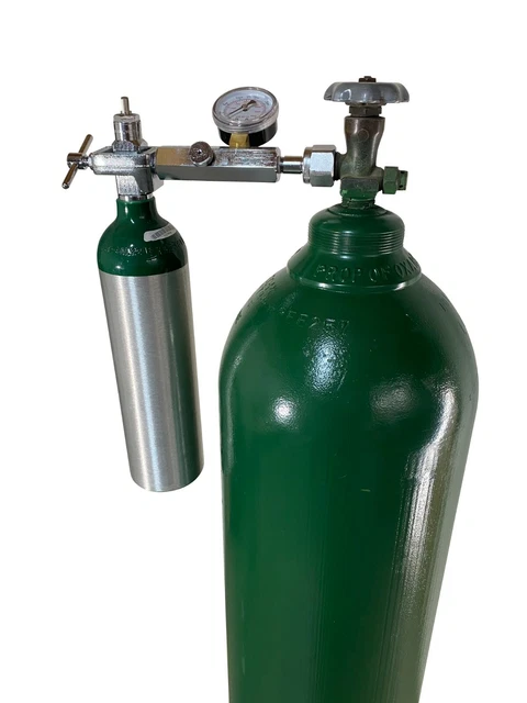 OXYGEN TANK CYLINDER Transfill Adapter CGA540 / CGA870 Gauge and Bleed ...