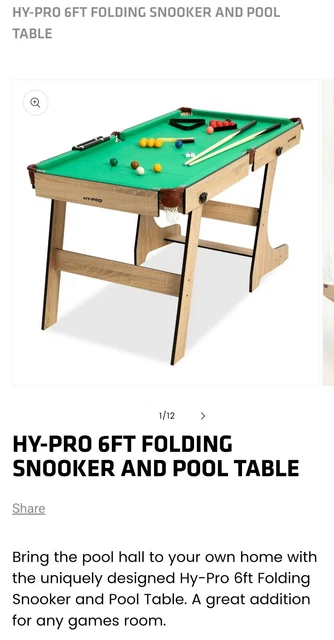 HY-PRO 6FT FOLDING Snooker and Pool Table £99.99 - PicClick UK