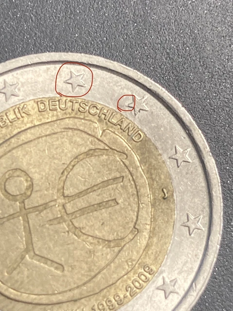 SELTENE 2 EURO münze Strichmännchen Fehlprägung 1999-2009 EUR 9.999,99 - PicClick DE