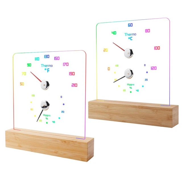 SAUNA THERMOMETER HYGROMETER 2 in 1 with RGB LED Light for Optimal ...