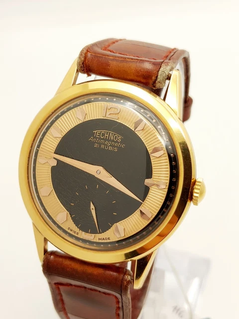 OROLOGIO TECHNOS IN oro 18K mai indossato, anni '70 meccanico carica ...
