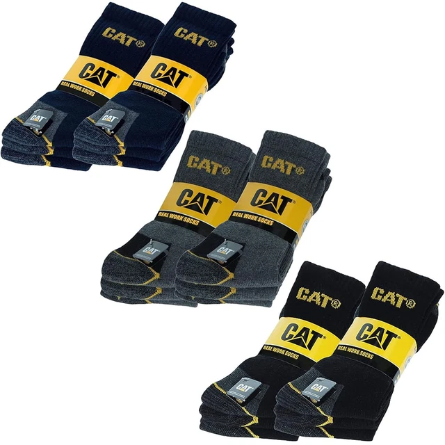 6 PAIRS OF CAT Caterpillar Mens Adults Heavy Duty Industrial Workwear ...