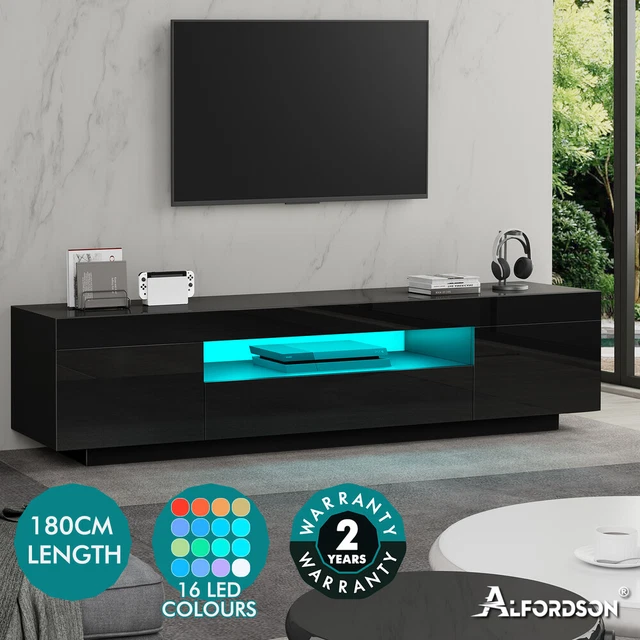 ALFORDSON ENTERTAINMENT UNIT 180cm TV Cabinet Stand LED Light Gloss ...