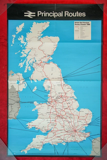 BR POSTER MAP Principal Rail Routes Passenger Diagram Dr Original 1988 ...