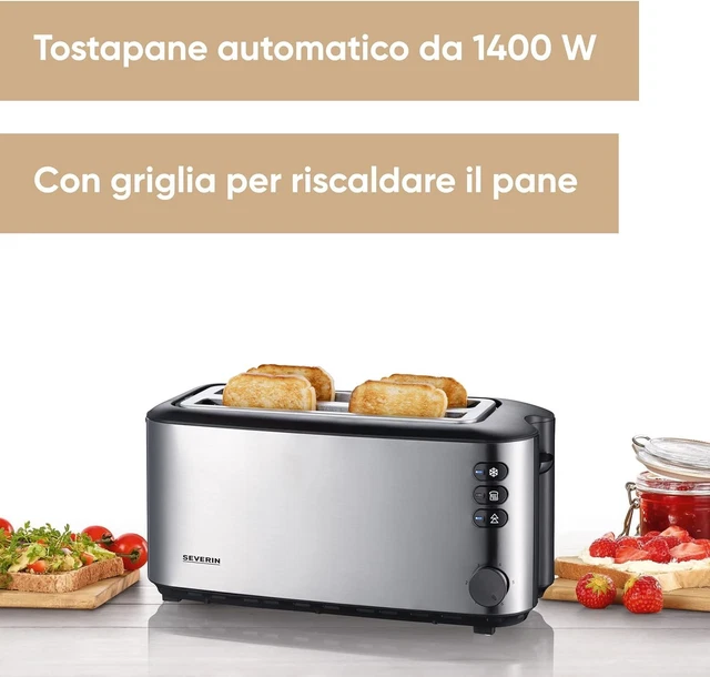 SEVERIN AT 2509 Grille-Pain 4 Tranches Maxi 1400W Avec Grille, Touche ...