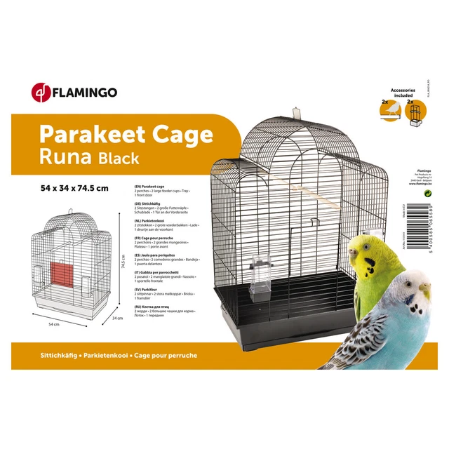 FLAMINGO CAGE POUR Oiseaux / Cage à Perruches Runa Noir, Neuf EUR 109 ...