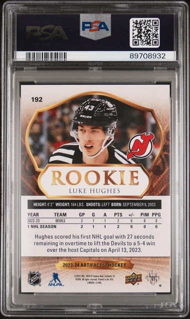 2023-24 UD MANUFATTI Luke Hughes Rookie Wood Parallelo #192 NJ Devils ...