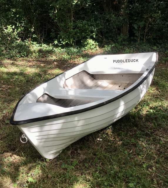 CLASSIC 8FT X 4ft ‘Moorhen’ White GRP Fibreglass Rowing Boat, Dinghy or ...