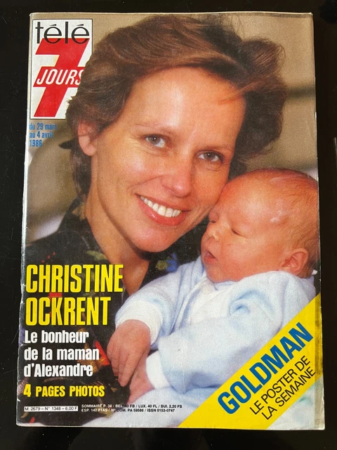 C)TÉLÉ 7 JOURS 29/03/1986; Ockrent maman/ Goldman/ Sagan/ Tchang, Tintin, Hergé EUR 6,50 ...