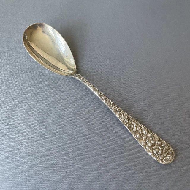 STIEFF REPOUSSE ROSE Sterling Silver Sugar Spoon 6" No Mono $62.66 ...