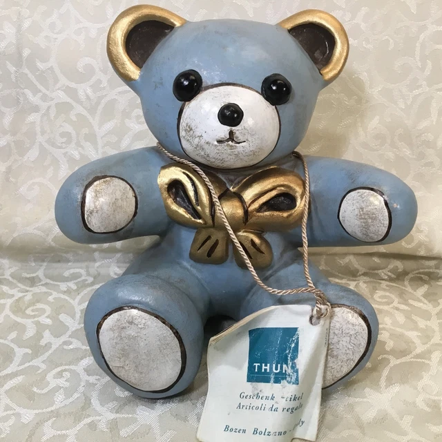 LENE THUN TEDDY Porzellan, Figur, Bär, Teddy, Goldene Schleife,Antik ...