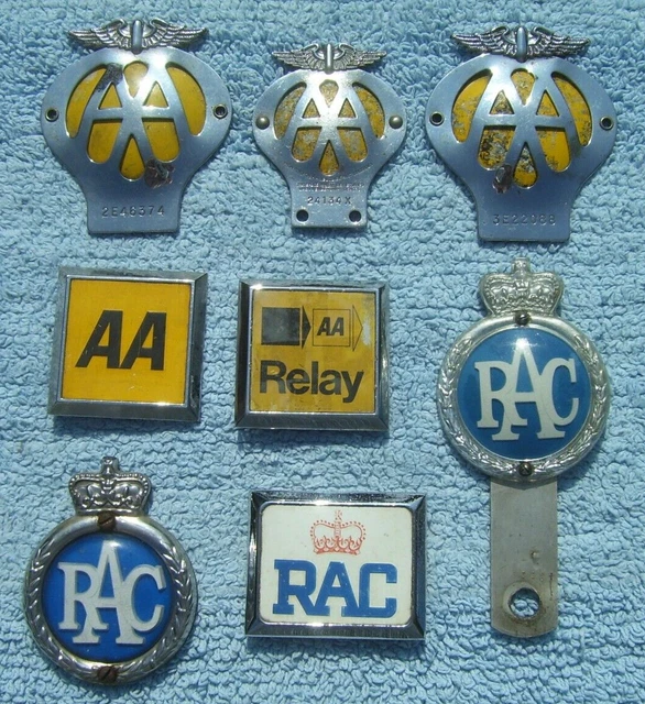 COLLECTION ROYAL AUTOMOBILE CLUB/ASSOCIATION CAR BADGES~VINTAGE RAC/AA ...