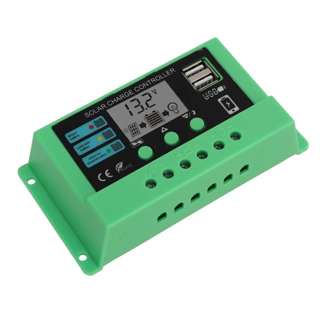 SOLAR CONTROLLER PWM Panel Regulator Adjustable LCD Display 12V 24V ...