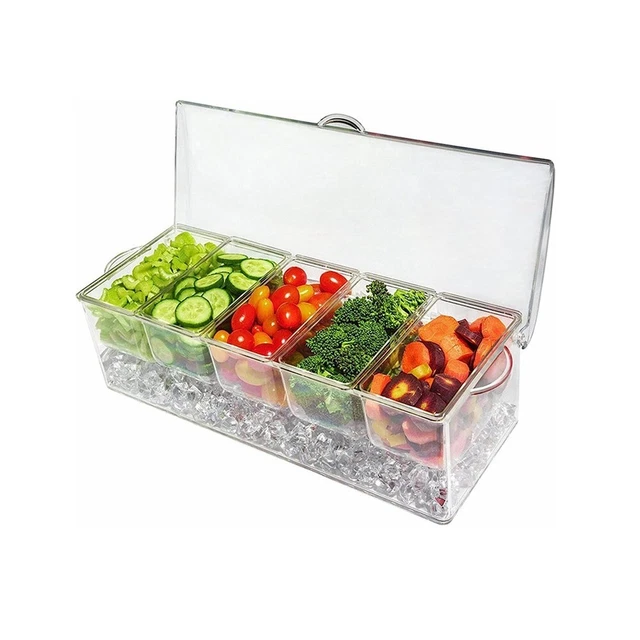 TRANSPARENT PLATEAU DE fruits de glace Détachable Plateau à condiments ...
