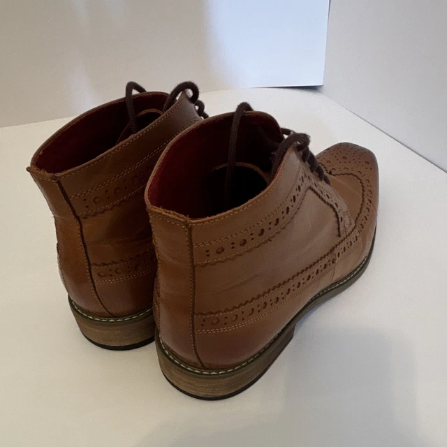 JUSTIN REECE NICHOLAS Men's Brown Leather Brogue Chukka Ankle Boots UK ...