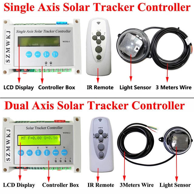 ELECTRONIC LCD SINGLE/DUAL Axis Solar Panel Tracking Tracker Controller ...