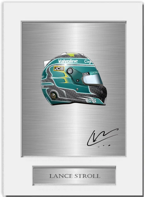 LANCE STROLL F1 Driver 2024 Helmet Signed Photo Display Mount A4 Poster ...