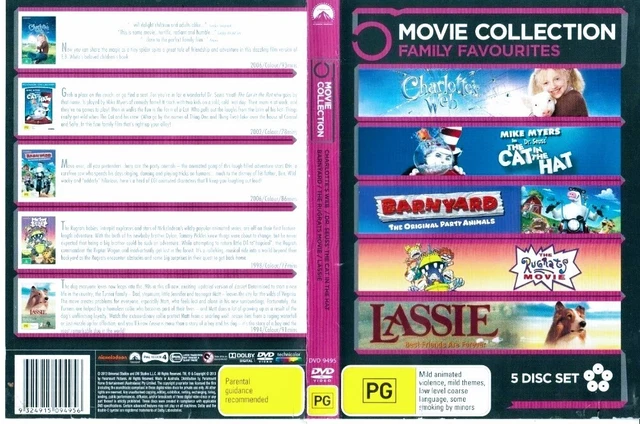 5 DVD COLLECTION: Charlottes Web, Cat in the Hat, Barn Yard, Rug Rats ...
