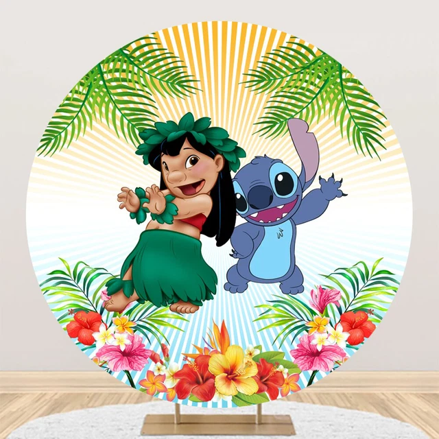 ROUND CIRCLE LILO & Stitch Backdrop Cover Happy Birthday Photo ...