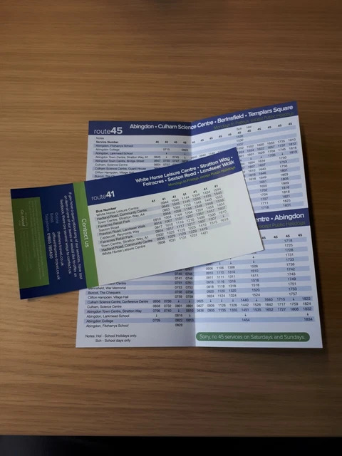 THAMES TRAVEL: 2 x bus timetable leaflets for Abingdon routes: Jan/June ...