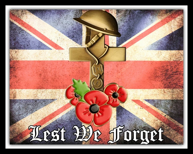 LEST WE FORGET Union Jack Flag Poppy Remembrance Day Metal Plaque Tin ...