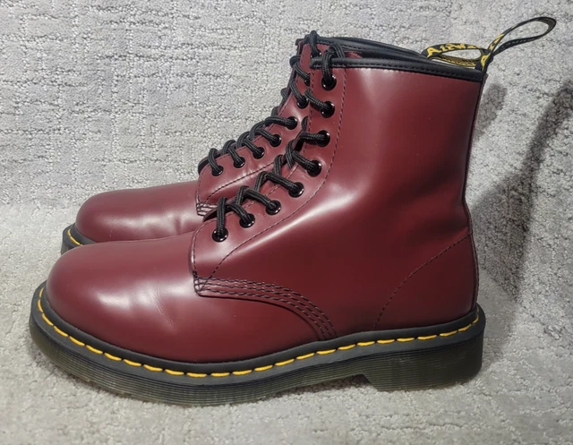 DR. MARTENS AIR Wair 1460 Unisex M7 L8 Cherry Red Smooth Leather Lace Up Boots £71.06 - PicClick UK