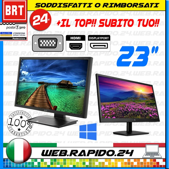 PC MONITOR SCHERMO Lcd Led 23" Pollici (Dell,Hp) Vga Dvi Display Full ...