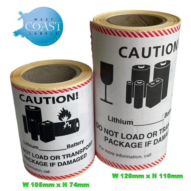 LITHIUM ION BATTERY Postage Labels Dangerous Goods Handling Caution ...
