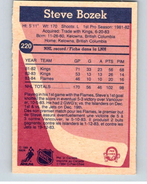 1984-85 O-PEE-CHEE #220 Steve Bozek Calgary Flames V64323 $0.99 ...