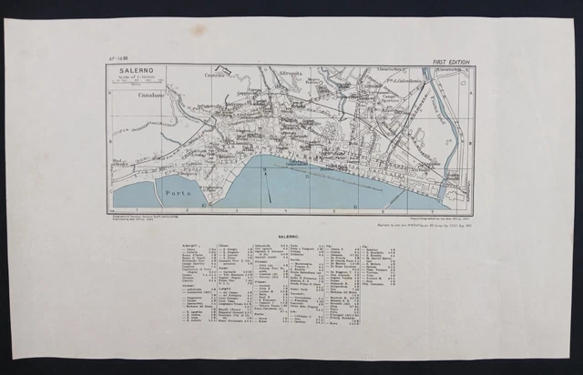 RARE WW2 BRITISH map of "SALERNO" - OPERATION AVALANCHE (COMMANDOS ...