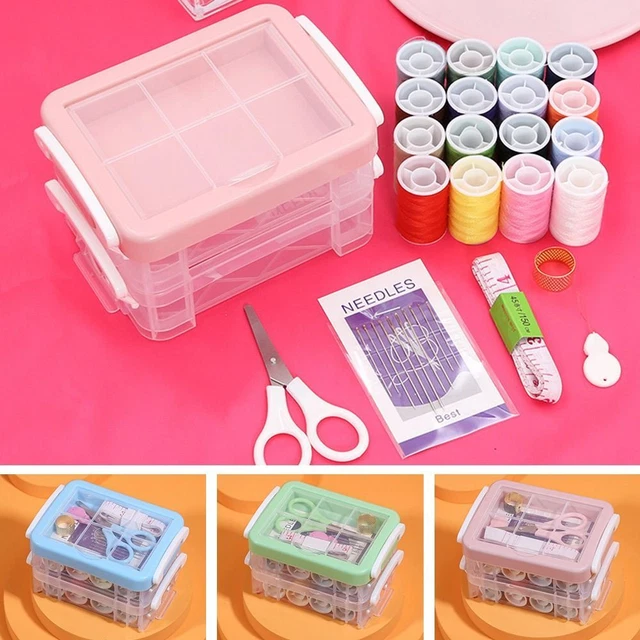 LIVING THIMBLE BUTTONS Organizer Needle Threads Box Sewing Kit Storage ...