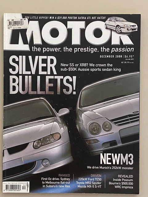 MOTOR MAGAZINE DEC 2000 Holden VXSS Falcon XR8 BMW M3 MR2 Spyder Mazda ...