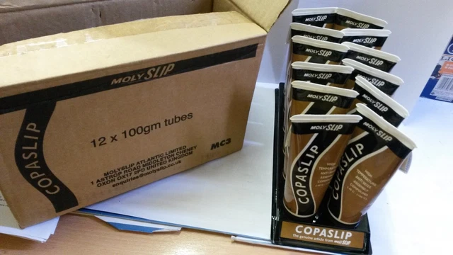 BOX 12 TUBES of MolySlip Copaslip - Anti-seize Grease 100g Cu High Temp ...