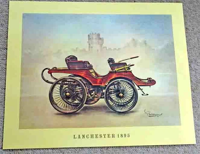 KUNSTBLATT OLDTIMER LANCHESTER 1895 Zeichnung Poster Auto Bild ca.37,5 ...