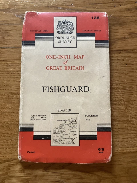 VINTAGE ORDNANCE SURVEY One Inch Map Of Fishguard Sheet 138 1963 £5.99 ...