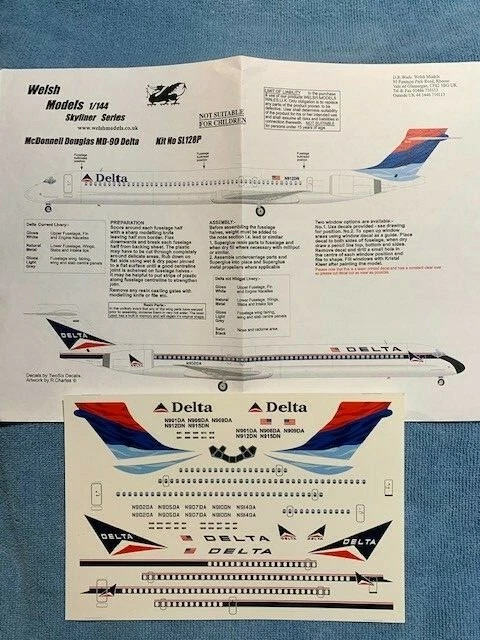 WELSH MODELS 1/144 McDonnell Douglas MD-90 Delta decals SL128P $25.00 ...