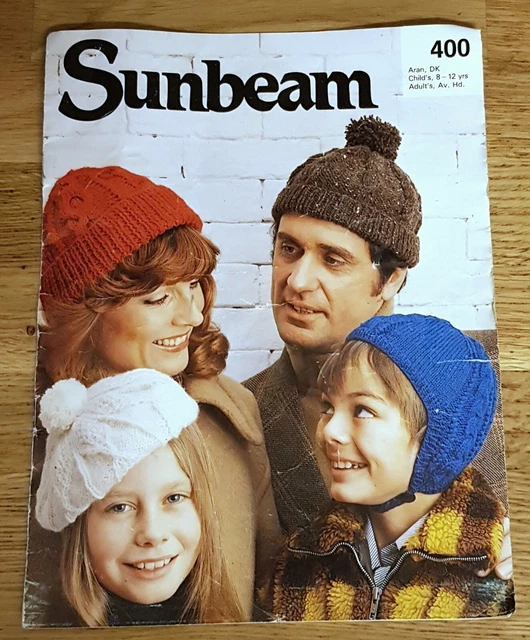 VINTAGE SUNBEAM KNITTING Pattern For Family Hats Aran DK £1.50 ...