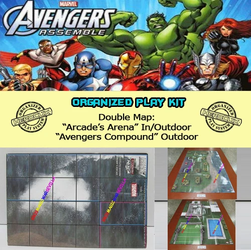 HEROCLIX AVENGERS ASSEMBLE OP KIT Mapa/Map “Arcade’s Arena”/ “Avengers Compound” EUR 4,90 ...