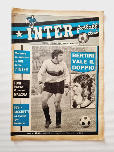 INTER FOOTBALL CLUB Febbraio 2-1969 Pubblicita Alitalia-Fulvia Rallye ...