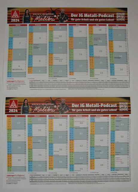 2 X DIN A4 Kalender 2024 Papierkalender Jahresplaner IG Metall EUR 1,95 ...