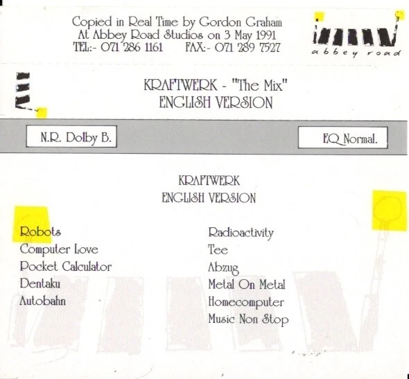 KRAFTWERK VERY RARE 1991 PROMO ADVANCE CASSETTE TAPE The Mix (not CD) £179.99 - PicClick UK