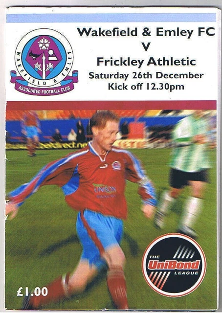 WAKEFIELD & EMLEY V Runcorn Fc Halton - Unibond League - 15/4/2003 £1. ...