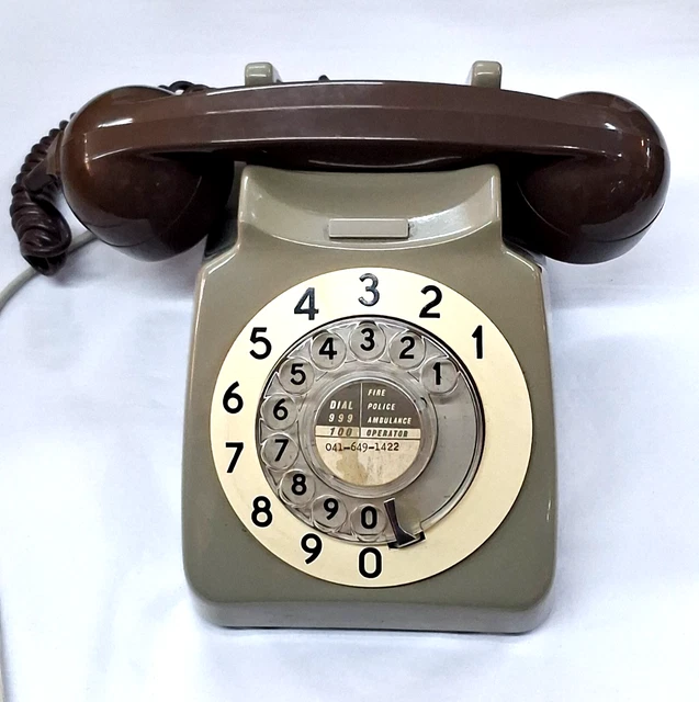 VINTAGE BT ROTARY Dial Telephone / Two Tone Grey & Brown / 1980's / 3 £ ...