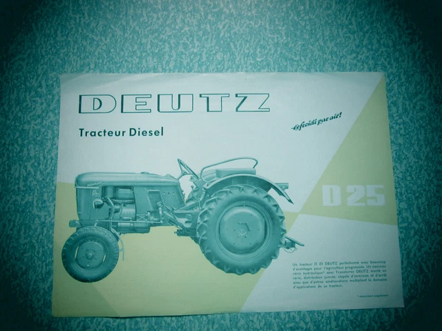 PROSPECTUS TRACTEURS DEUTZ d 25 EUR 5,00 - PicClick FR