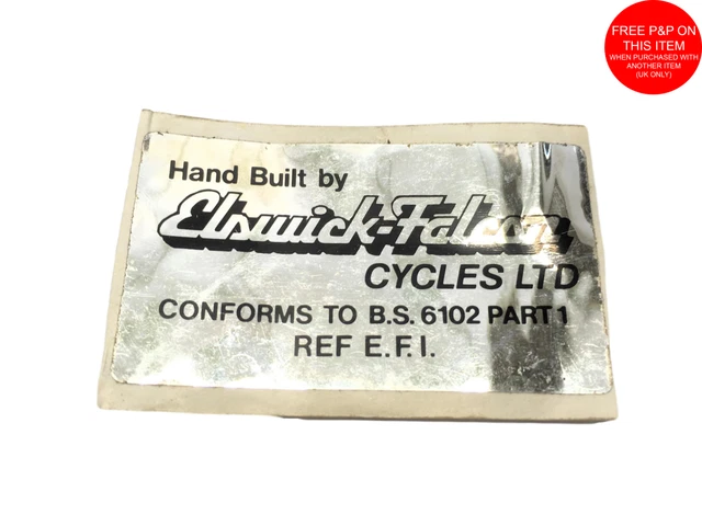 1980'S ELSWICK HOPPER Bike Sticker Decal “Hand Built By Elswick-Falcon ...