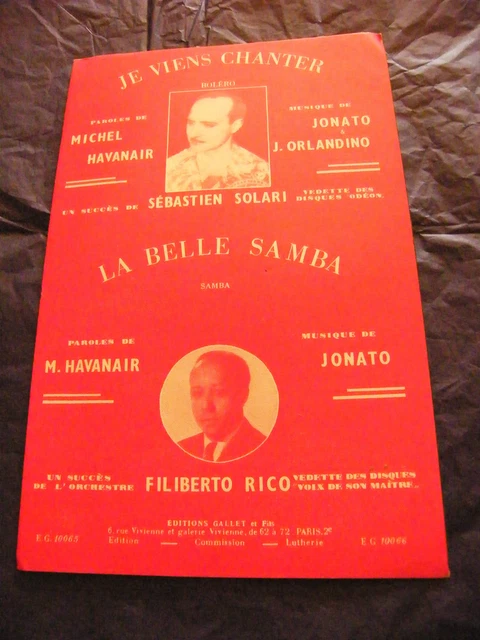 & SPARTITO I Chanter Sebastien Solari La Bella Samba Filiberto Rico ...