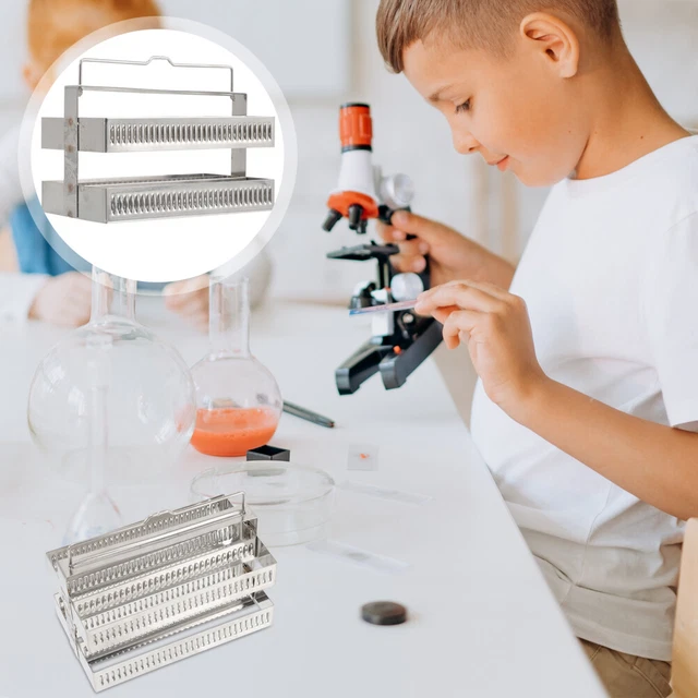 GLASS SLIDE STAINING Rack 60 Positions Microscope Slides Holder Drainer ...