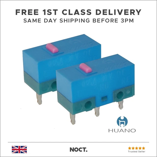 2X HUANO BLUE Shell Pink Dot Mouse Micro Switches £4.95 - PicClick UK